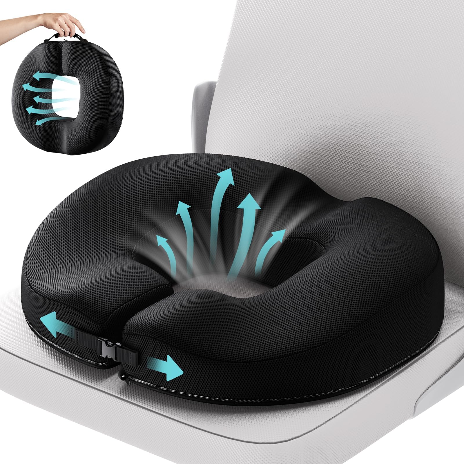 Benazcap Donut Pillow Seat Cushion for Tailbone Pain Relief, Memory ...