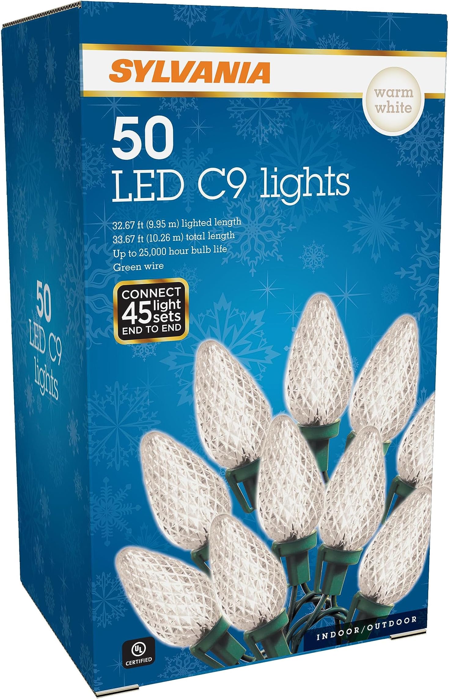 Amazon.com: SYLVANIA 50 Lt C9 Faceted Warm White Set LED Lights ...
