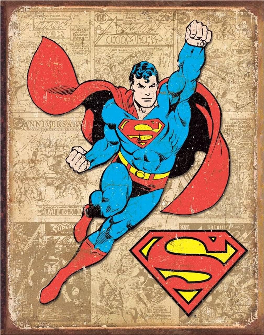 Amazon.com: Desperate Enterprises Superman Weathered Panels Tin Sign ...