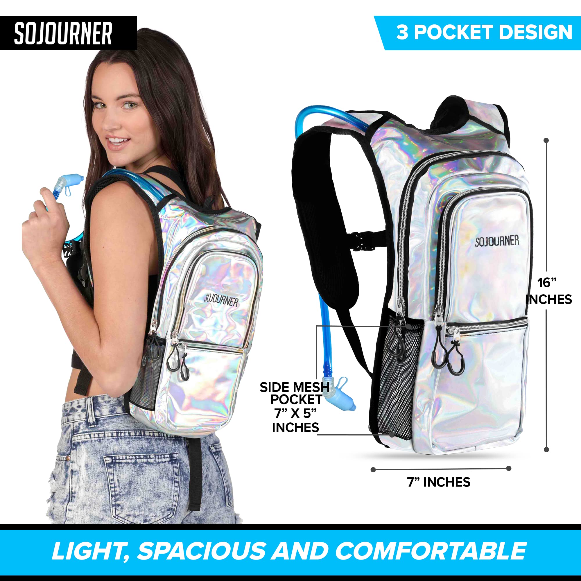 SOJOURNER Rave Hydration Pack Backpack - 2L Water Bladder Included for ...