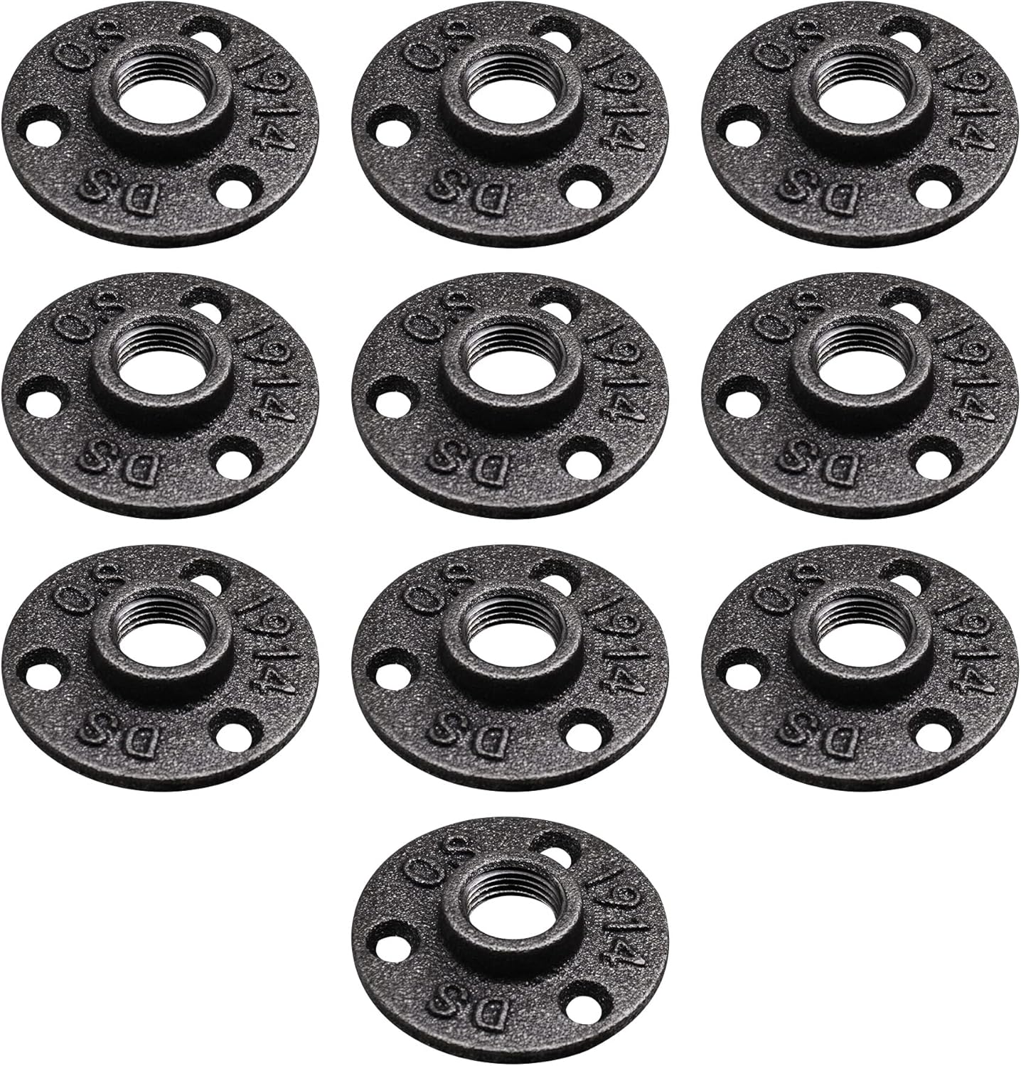 DSDST 10 Pack 3/4” 3 Holes Floor Flange, Black Floor Flange Malleable ...