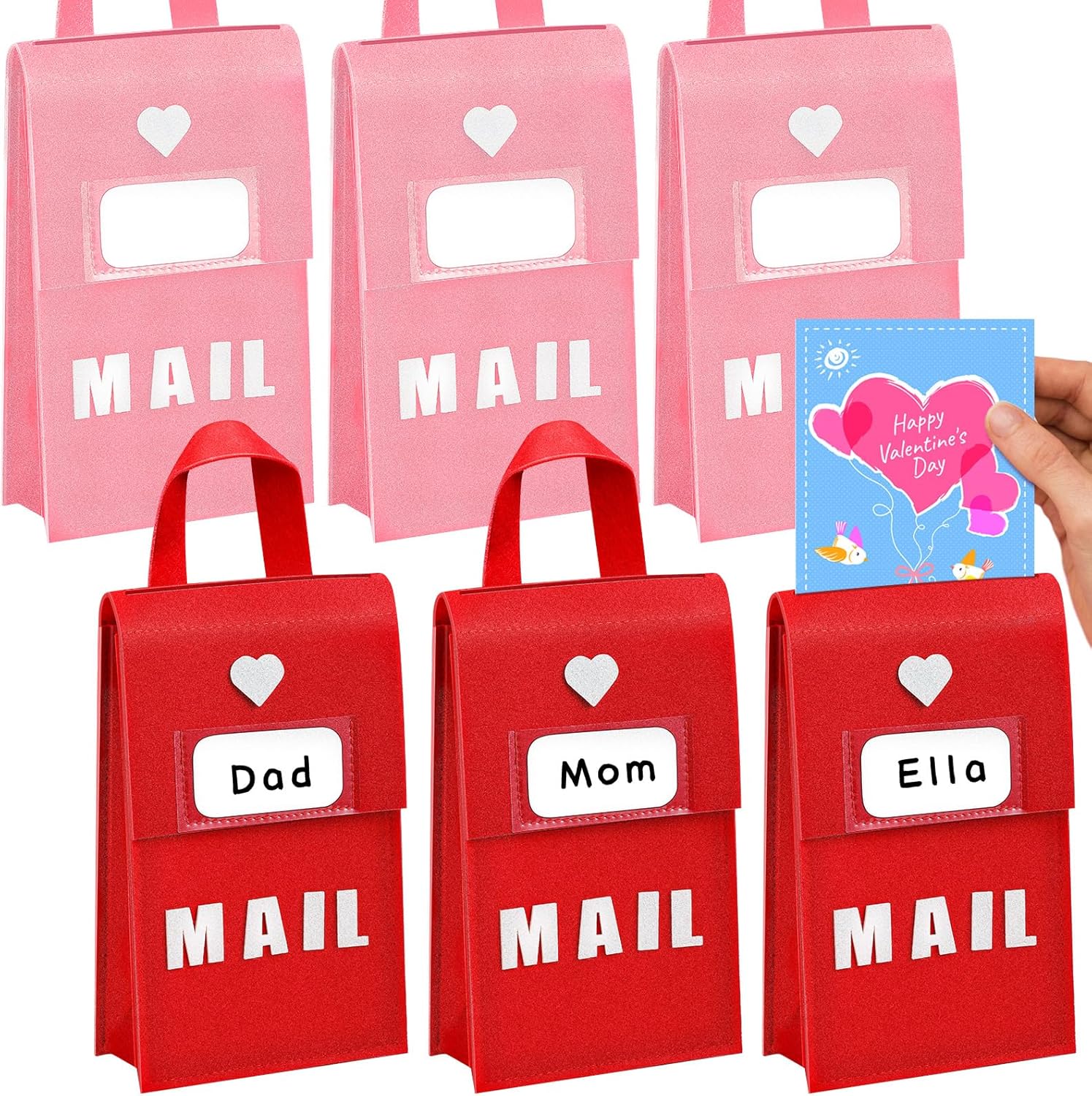 Amazon.com: Libima 6 Pcs Valentine Felt Mailbox for Kids Classroom ...