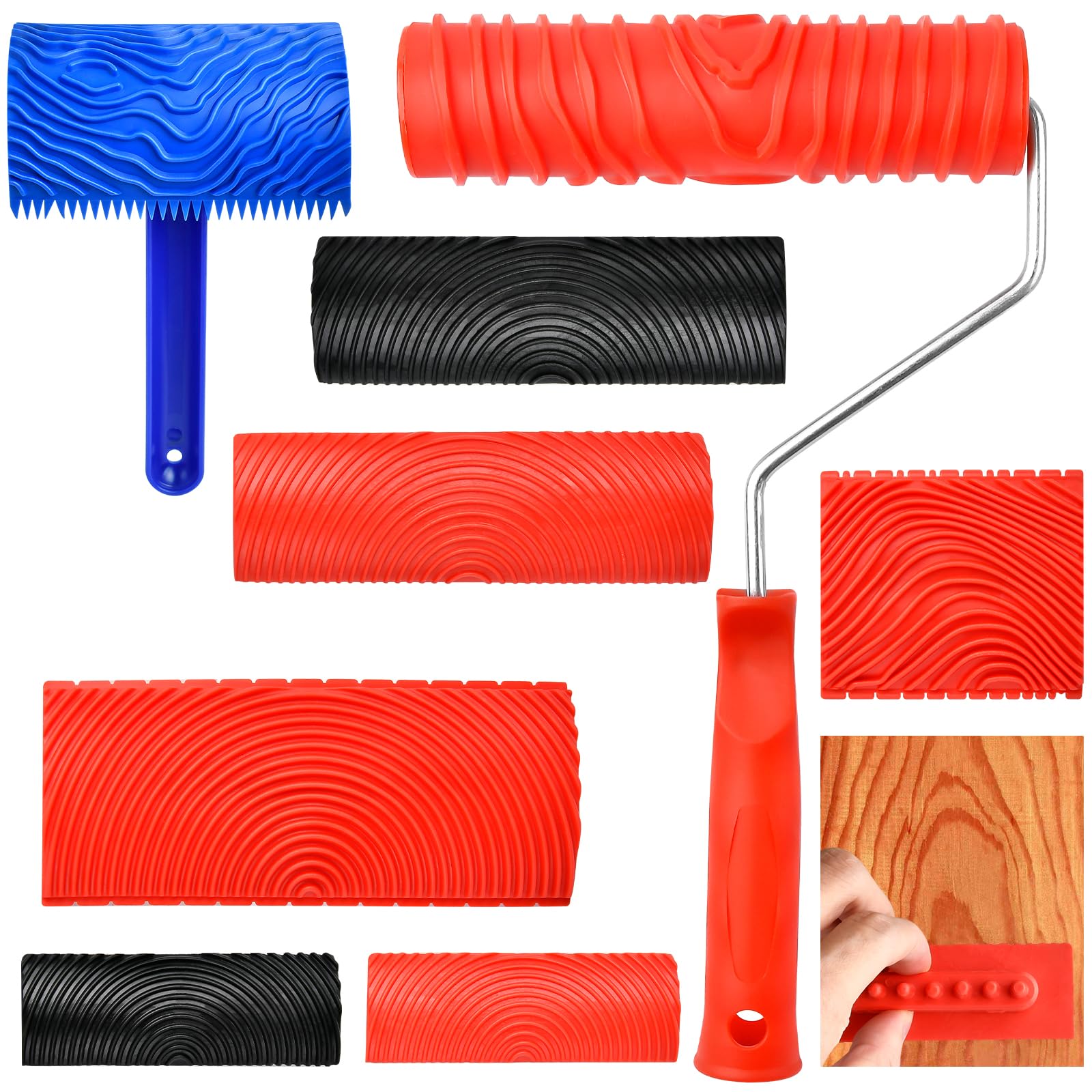 Supkiir 8Pcs Wood Graining Painting Tool Set, Including Rubber Wood ...