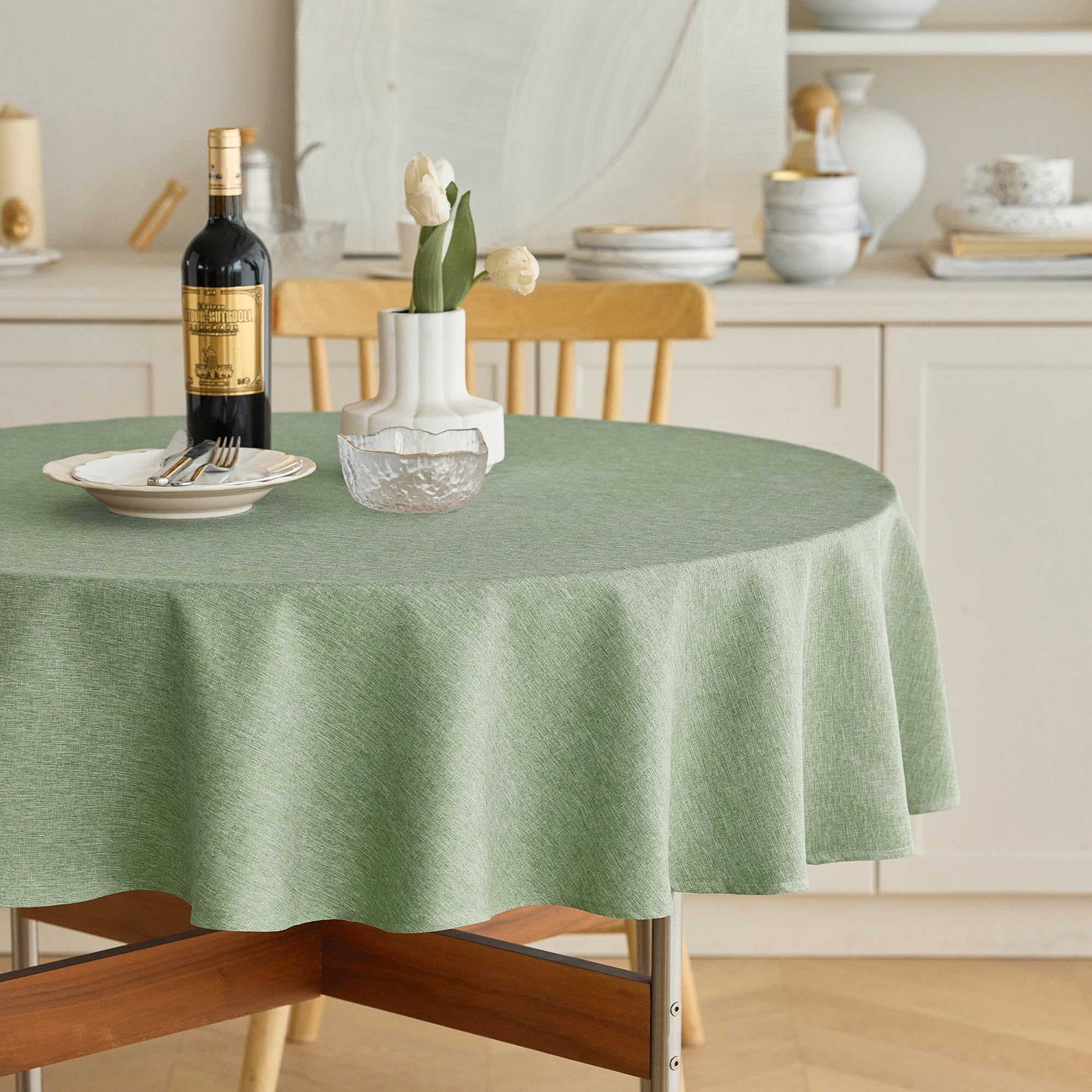 Amazon.com: Romanstile Round Waterproof Tablecloth, Stain Resistant ...