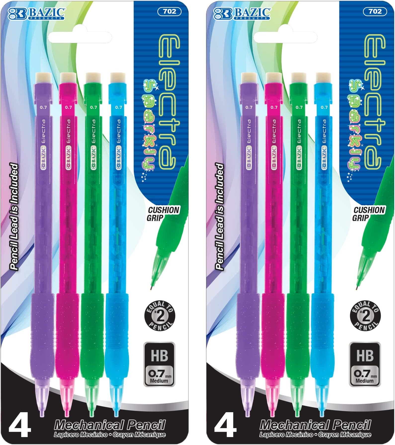 Amazon.com : BAZIC Electra Mechanical Pencil 0.7mm Sparkly Glitter Grip ...