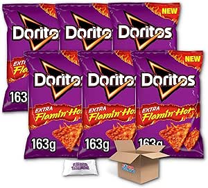 Doritos NEW Extra Flamin' Hot Flavour - Doritos Corn Chips (6x163g) Boxed Treatz : Amazon.co.uk ...
