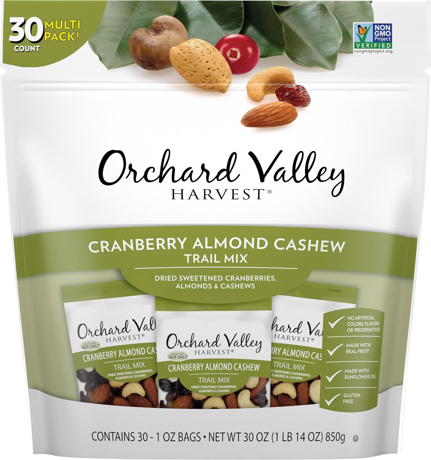 Amazon.com: Orchard Valley Harvest Cranberry Almond Cashew Trail Mix, 1 ...