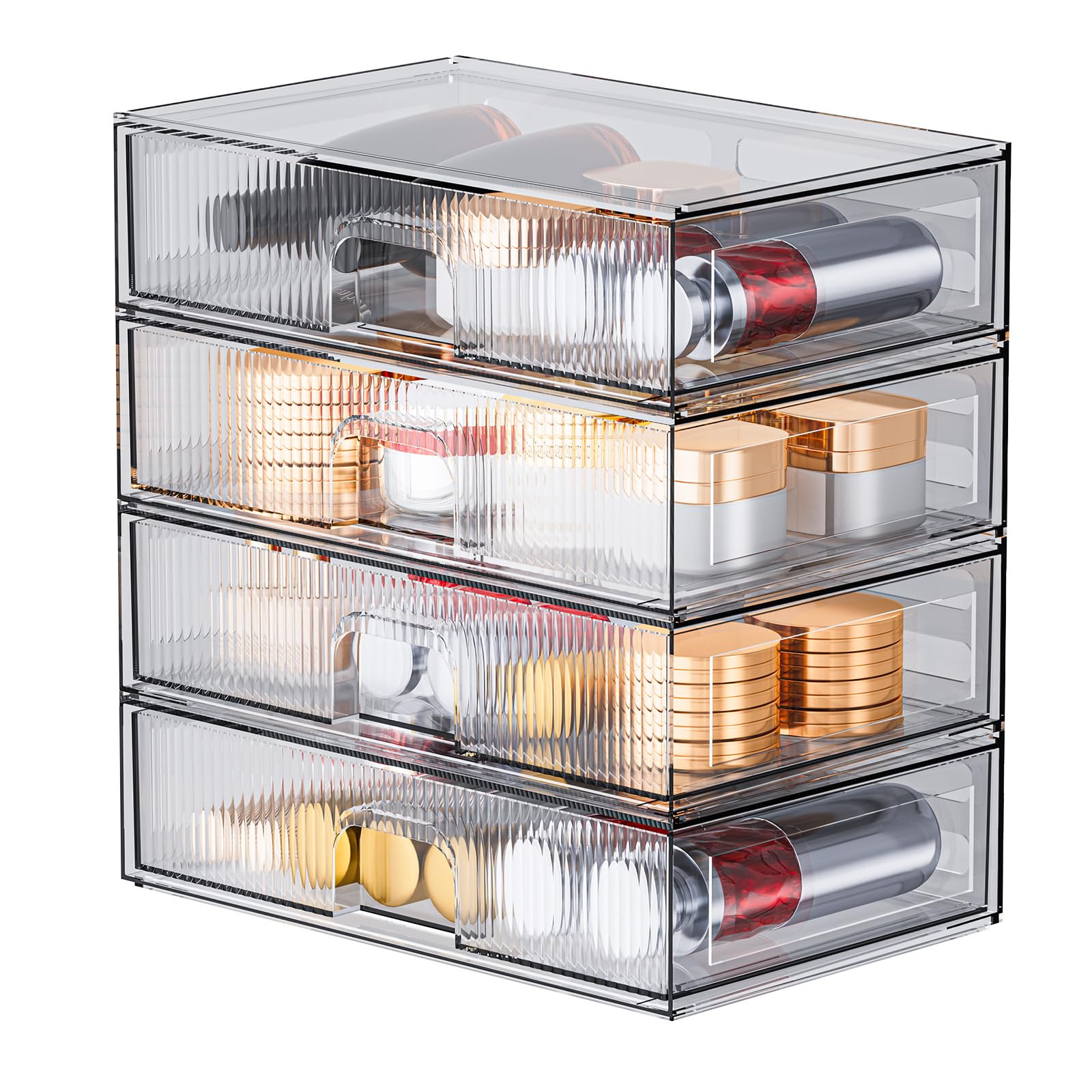 Amazon.com: ZHIAI Stackable Storage Drawer, 4 Piece Acrylic Organiser ...