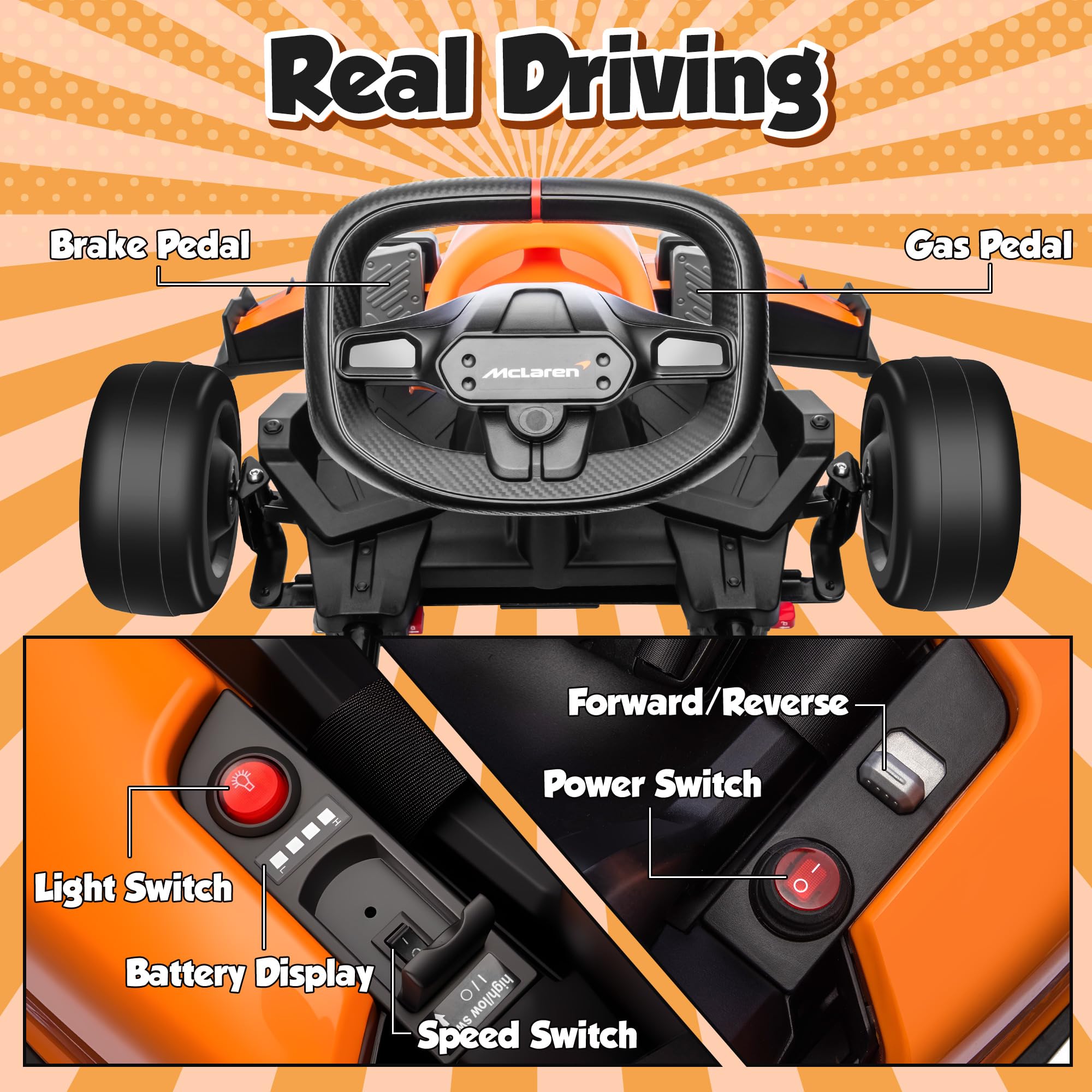 Snapklik.com : ENYOPRO 36V Licensed McLaren F1 Kids Electric Go Kart ...