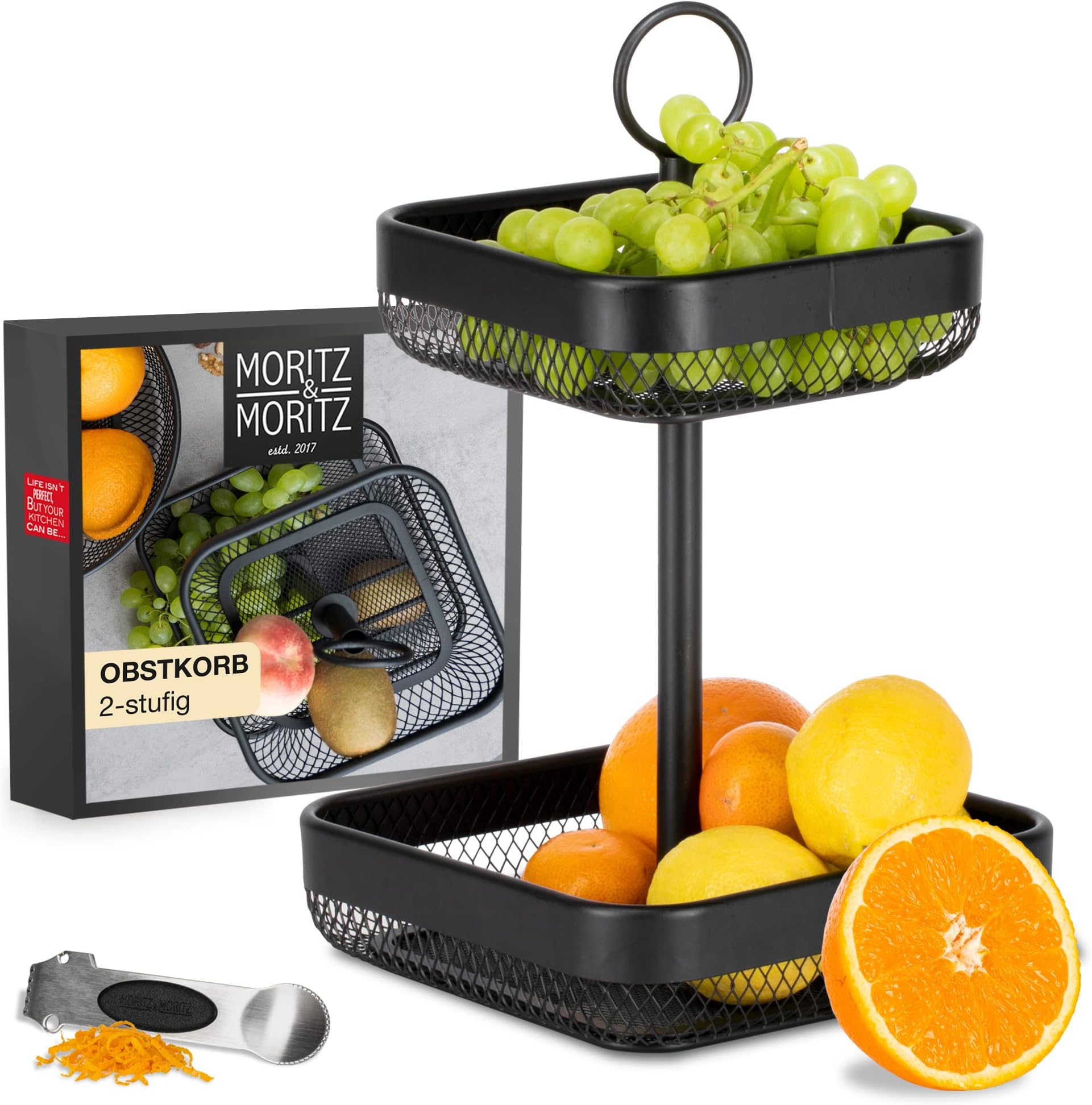 Huahong Obstkorb mit Bananenhalter, Obstschale, Gemüsekorb aus Metall ...