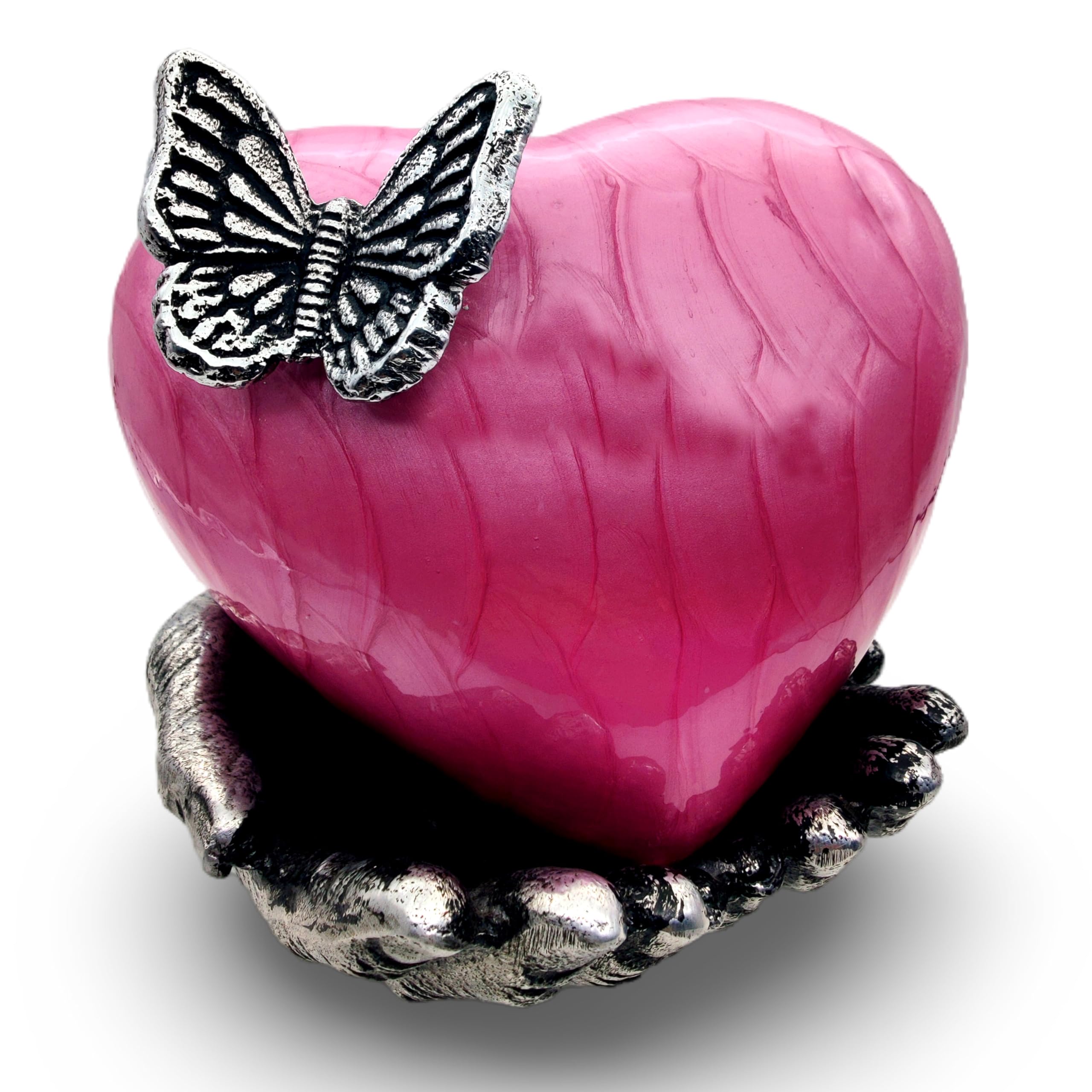 Amazon.com: Pink Butterfly Heart Cremation Urn for Ashes with Hand ...