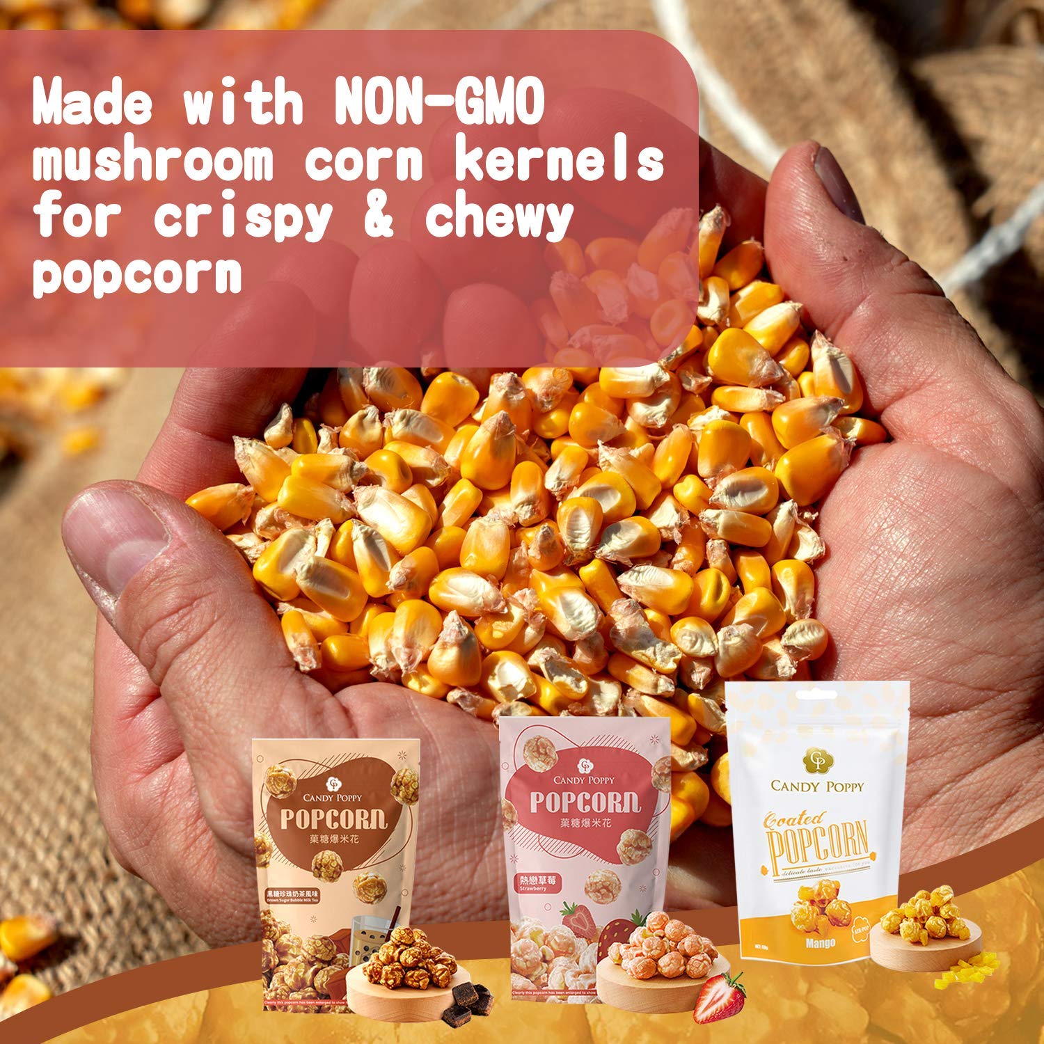 Candy Poppy Brown Sugar Boba Popcorn Bubble Milk Tea Strawberry ...