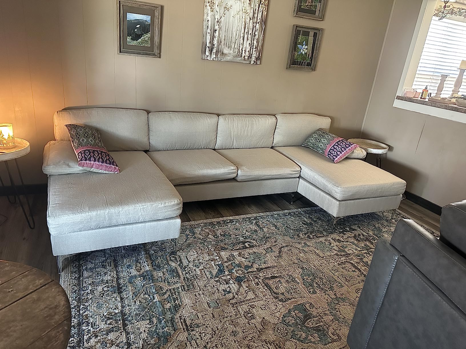 $37/mo - Finance Casa Andrea Milano Modern Large Linen Fabric U-Shape ...