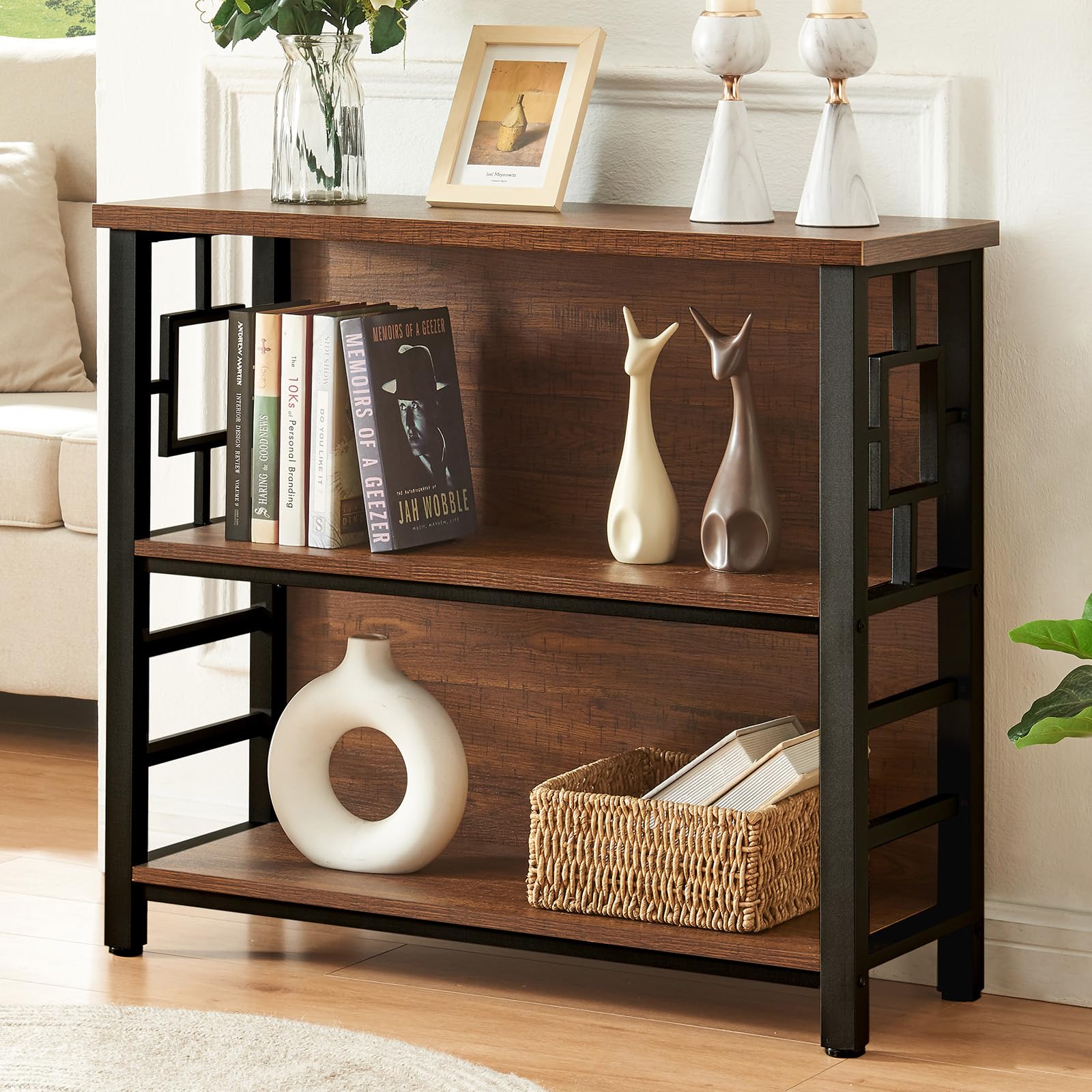 Amazon.com: HOMISSUE Book Shelf, 3 Tier Deep Bookshelf with Storage ...