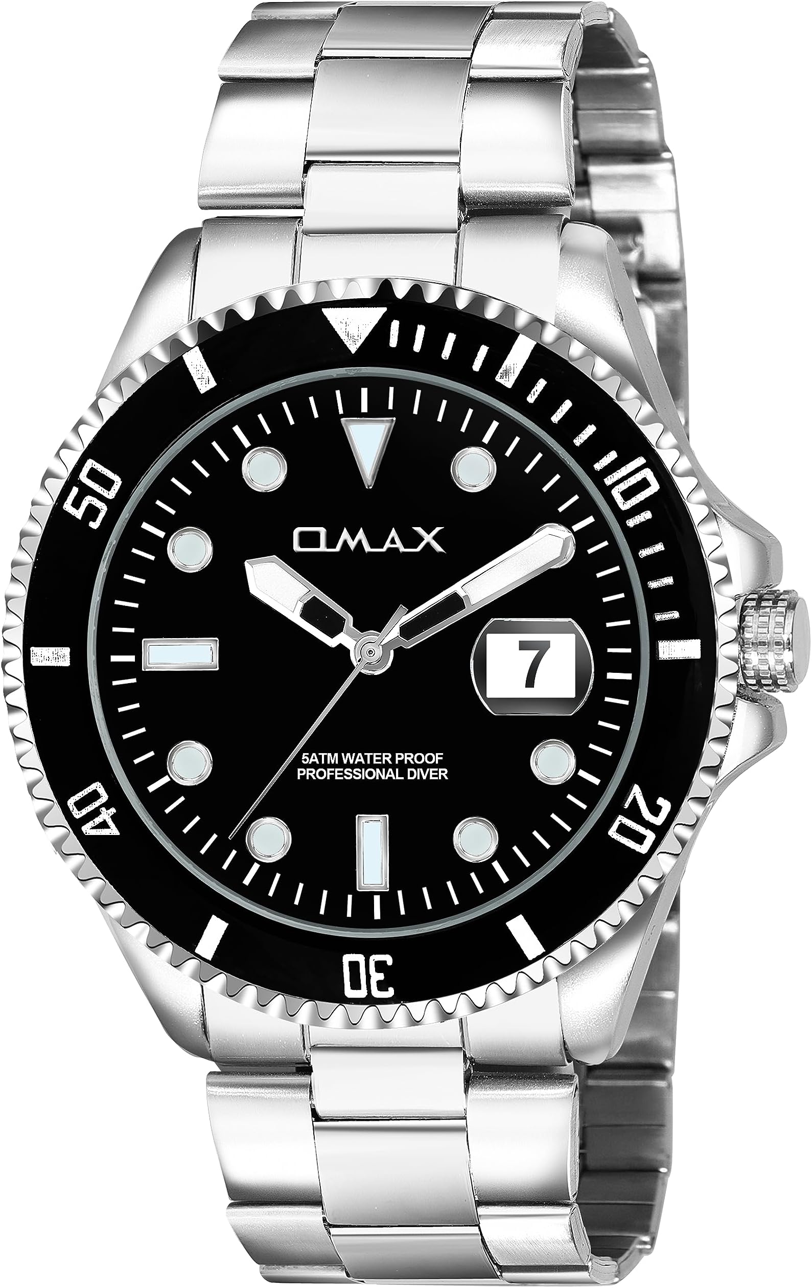 OMAX Analog Black Dial Men's Watch (Black Dial Silver Stainless Steel ...