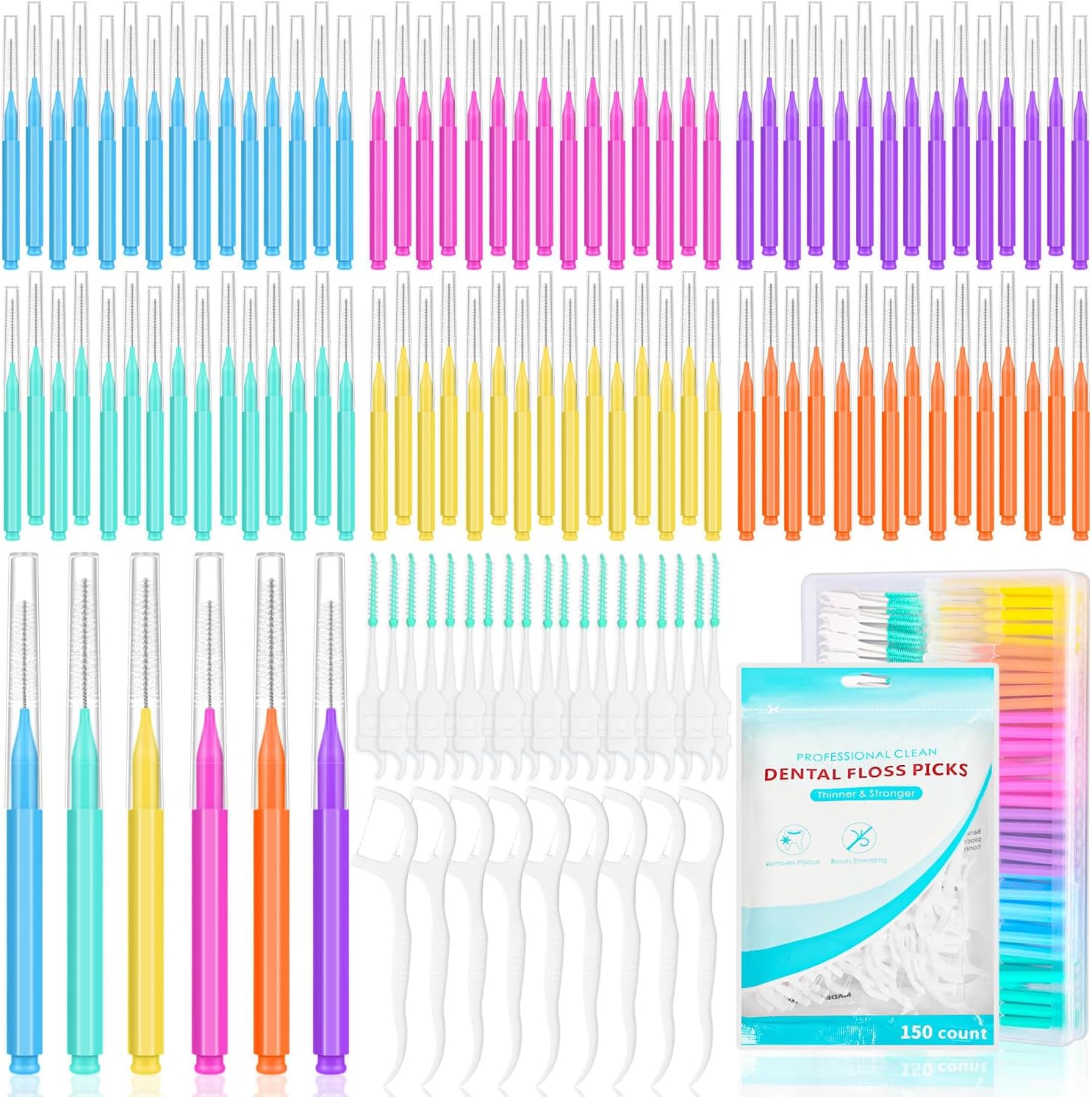 Amazon.com: 350 Pieces Soft Interdental Brush Steel Dental Picks Mixed ...