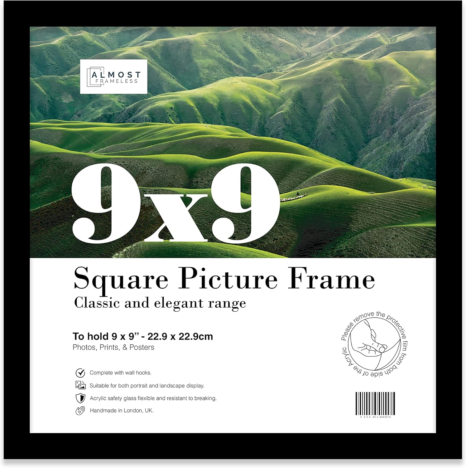 9x9 Inch Black Square Thin Photo Frame Wall Mountable and Freestanding ...