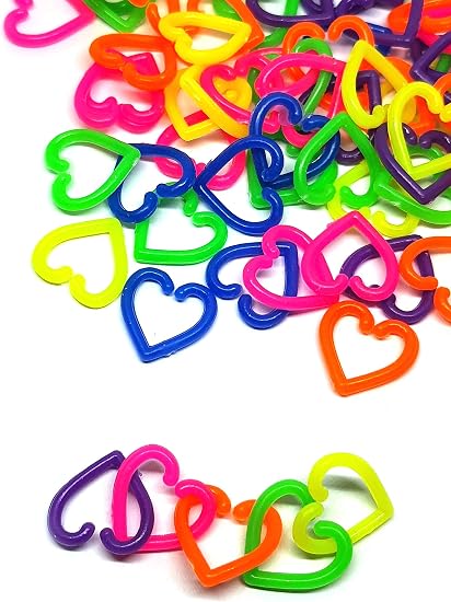 Amazon.com: 100 pcs Mix neon colors pvc plastic heart charm chain link ...