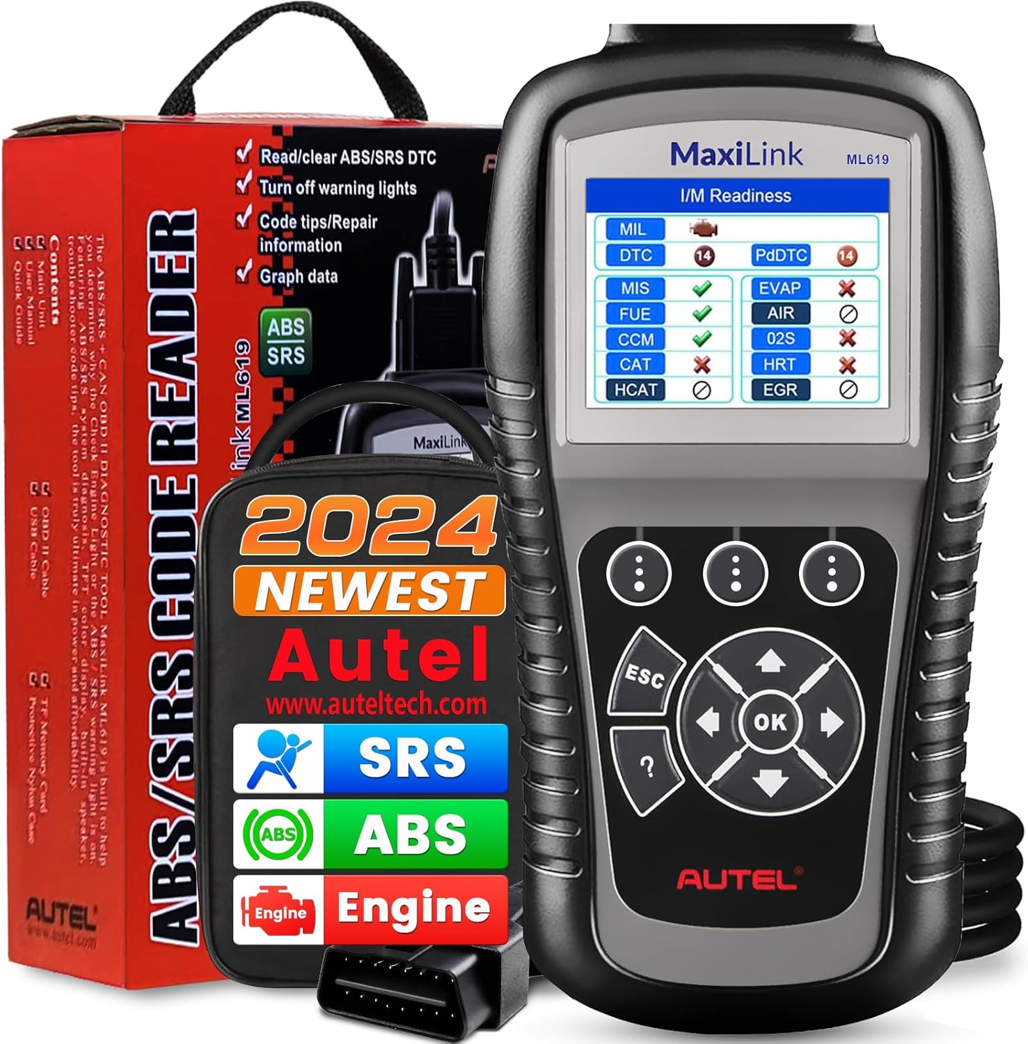 Autel Maxilink ML619 OBD2 Scanner, 2024 Autel Scanner Upgraded Version ...