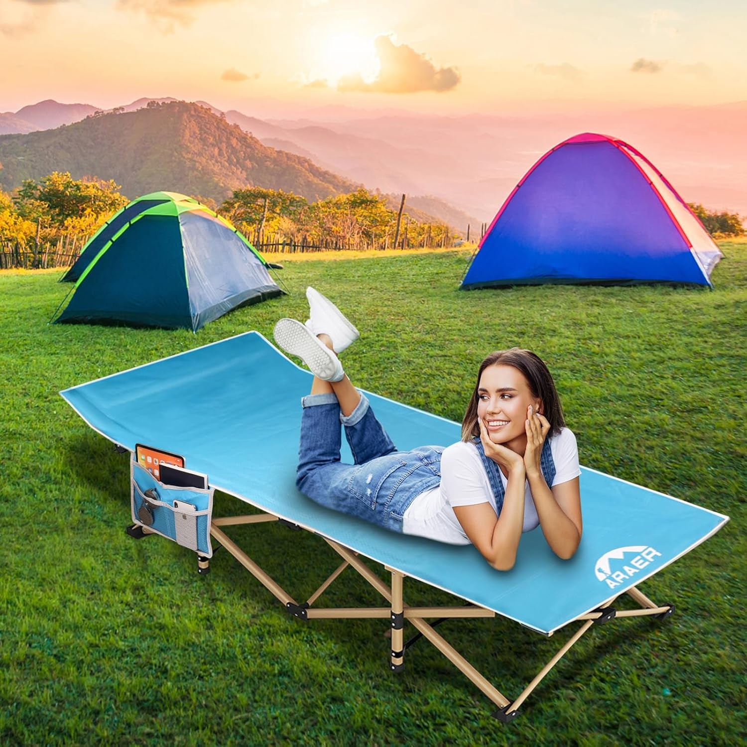 ARAER Cuna de camping Cama portátil y plegable para exteriores para ...