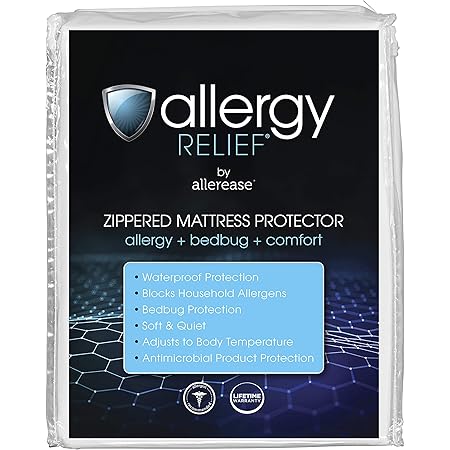 Amazon.com: AllerEase Waterproof Allergy Protection Zippered Mattress Protector,Queen : Home ...