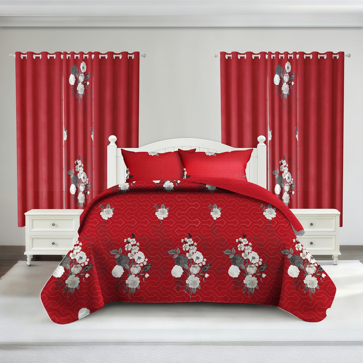 Amazon.com: Deepsleep Queen Bedspread Set 9 Pieces, All Season Luxury ...