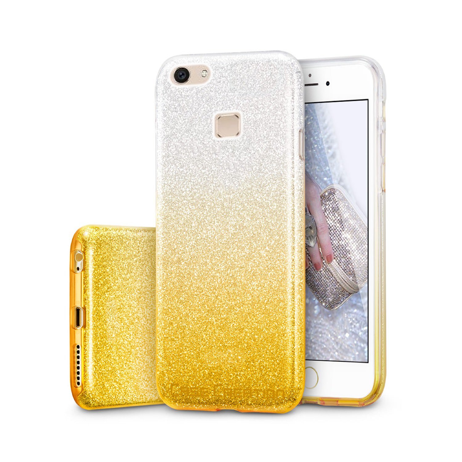 Case Creation 2 in 1 Use Shining Glitter Skin with Transparent Back ...