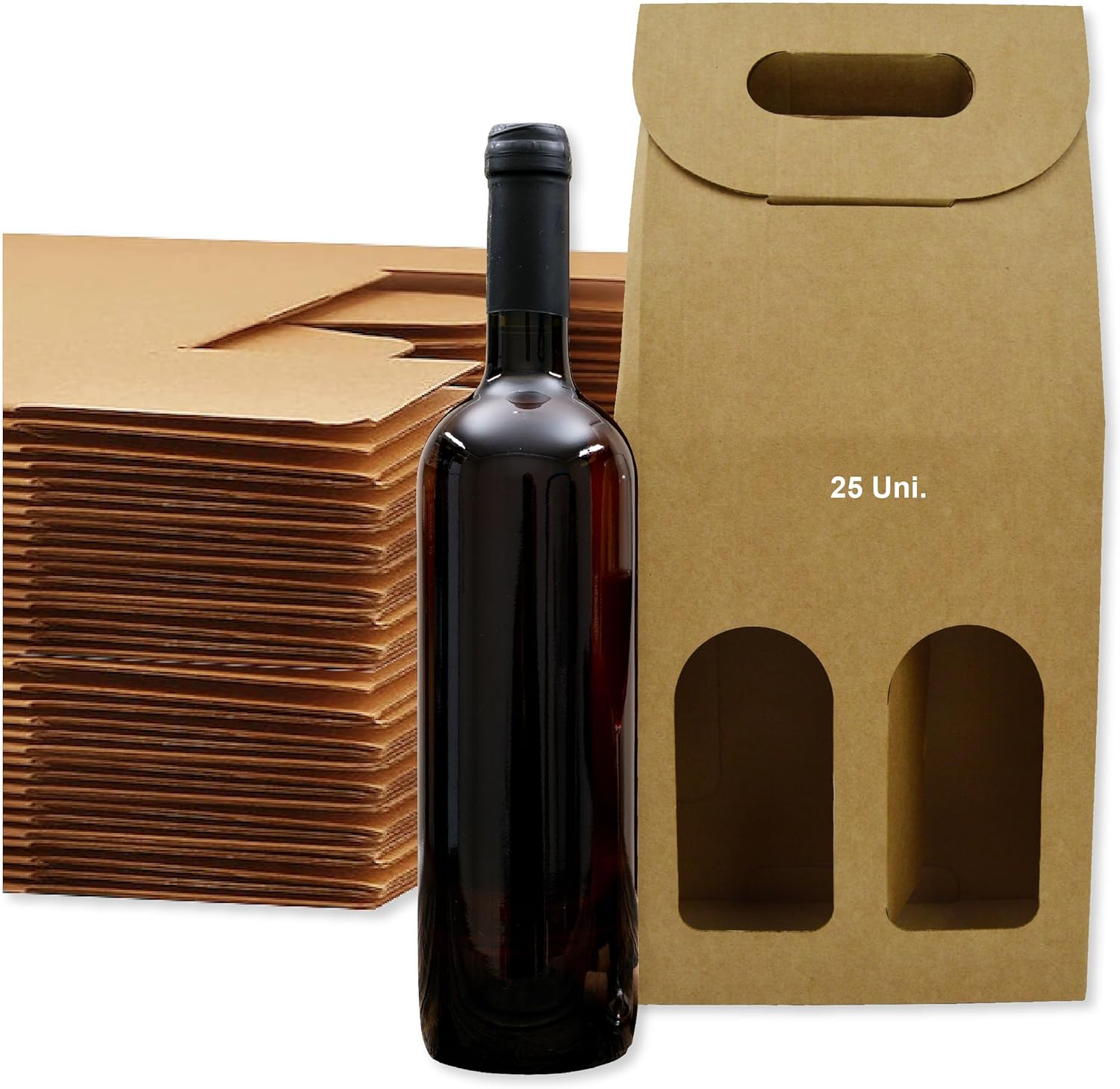 25 x Empty Brown Cardboard Box for 2 Bottles of Wine 18 x 9 x 40 cm ...