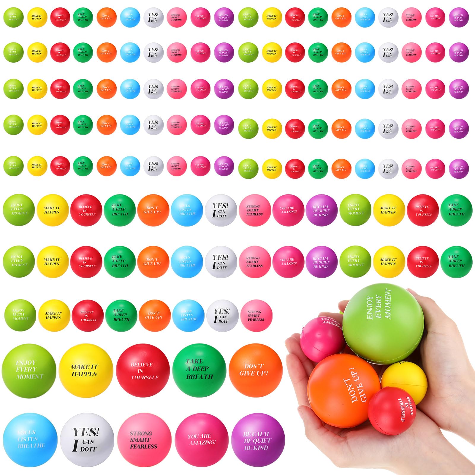 Amazon.com: Sotiff 100 Pieces Motivational Stress Balls Colorful Foam ...