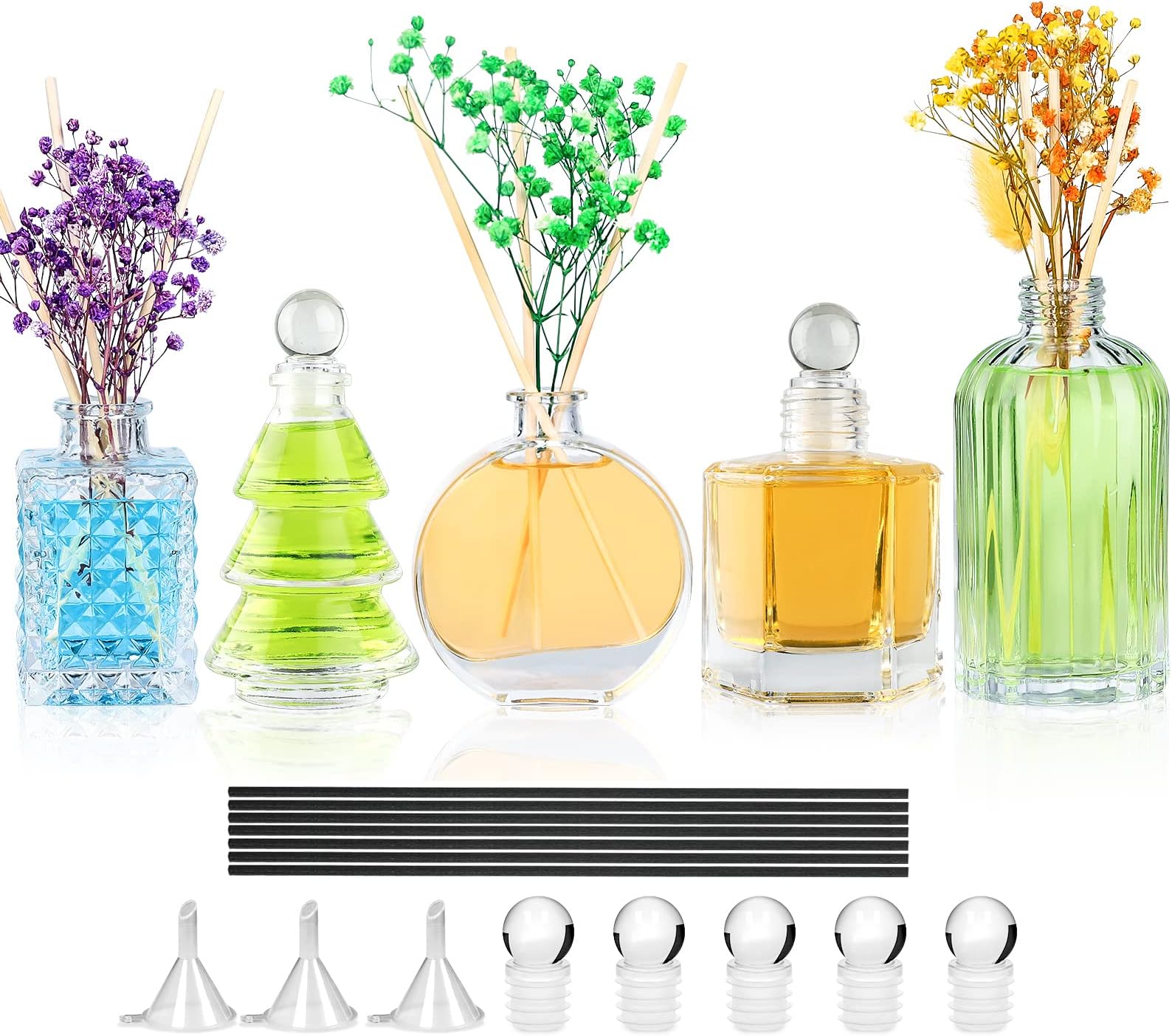 Reed Diffuser Glass Bottles Empty Set of 4 DIY Clear Decorative Bottles ...