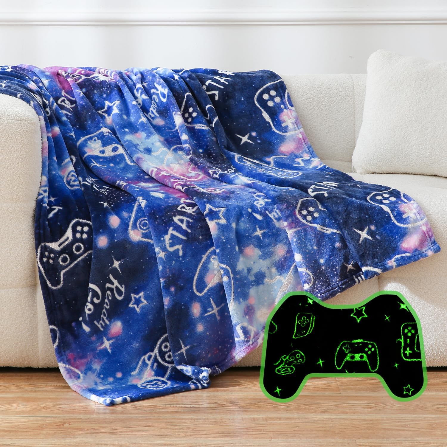 Amazon.com: Gaming Blanket Glow in The Dark for Girls Boys - Gamer Room ...