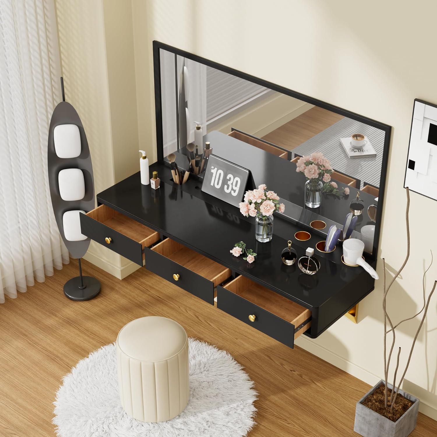 Amazon.com: LPKRPL Floating Makeup Vanity with Drawers - 47" Wall ...