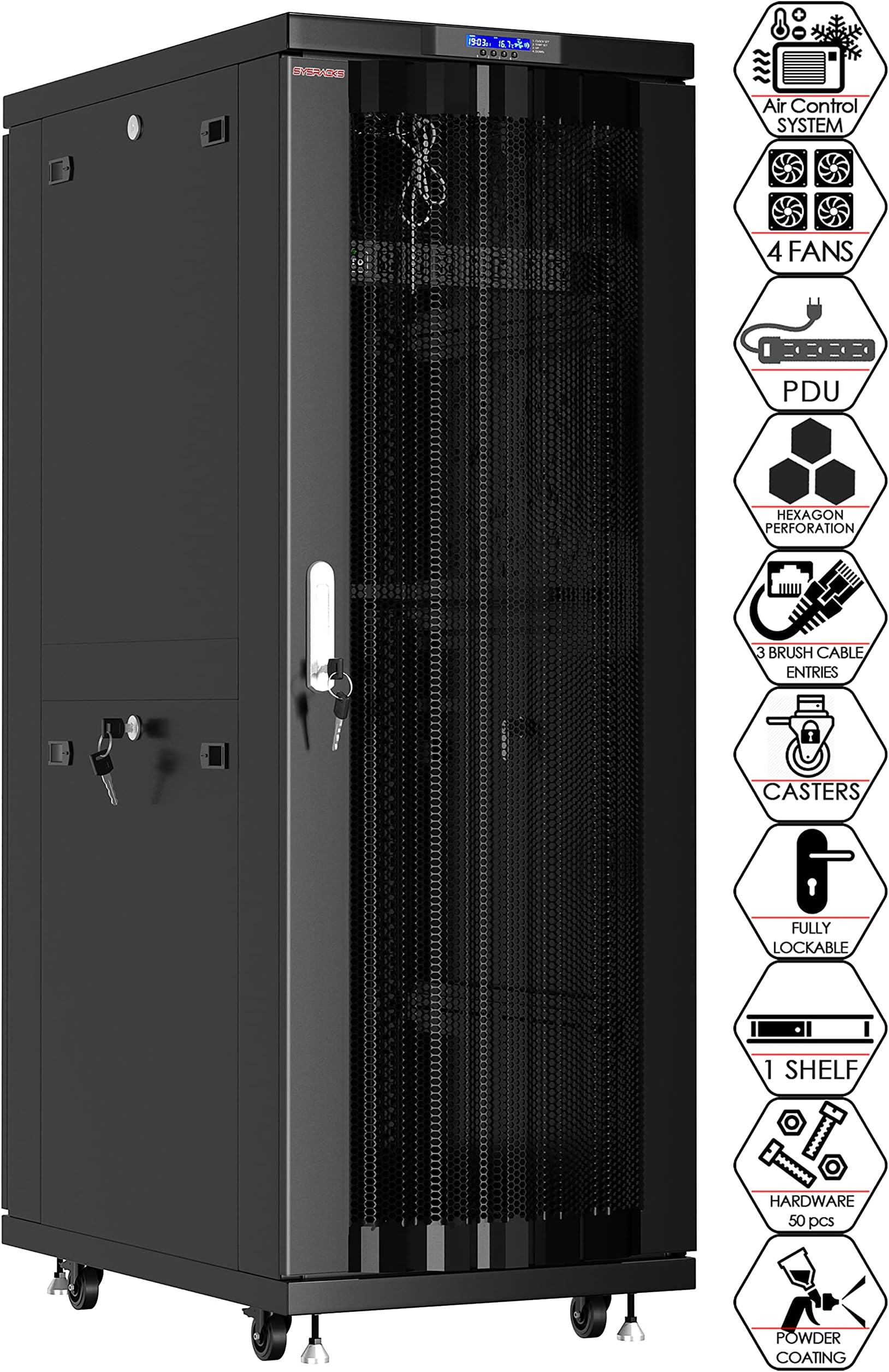 Server Rack on Wheels - 32-inch Deep Network Cabinet - Locking IT ...