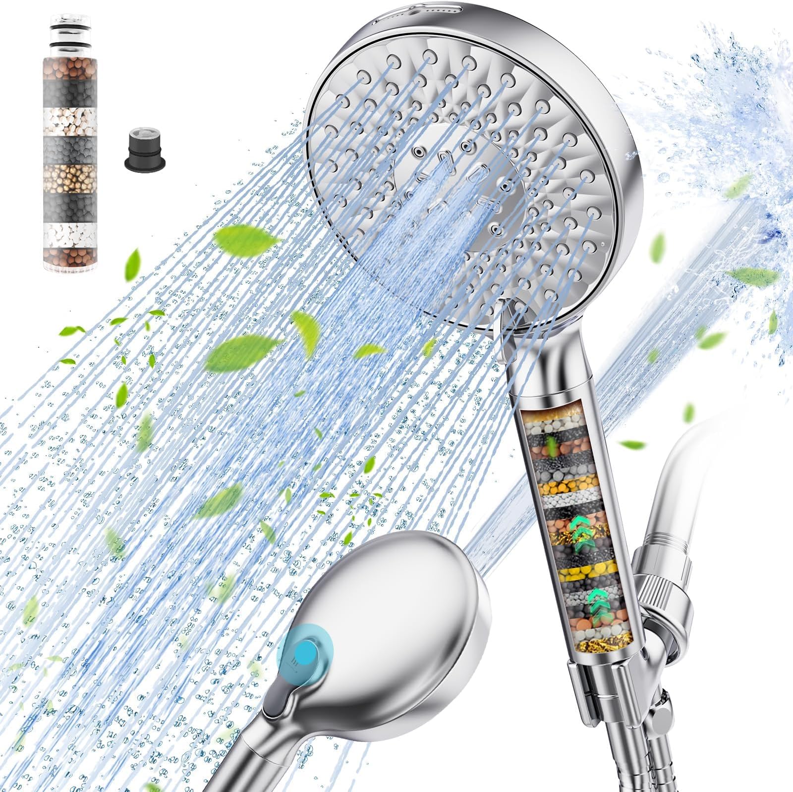 Canopy Handheld Filtered Shower Head & Scalp Massager - High Pressure ...