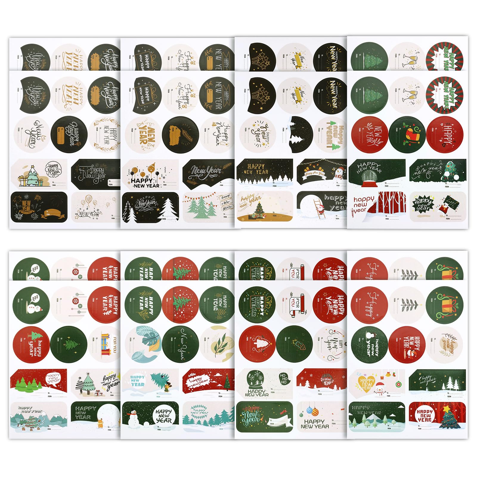 Amazon.com : 16 Sheets 160pcs Happy New Year Stickers 2024, 80 Designs ...