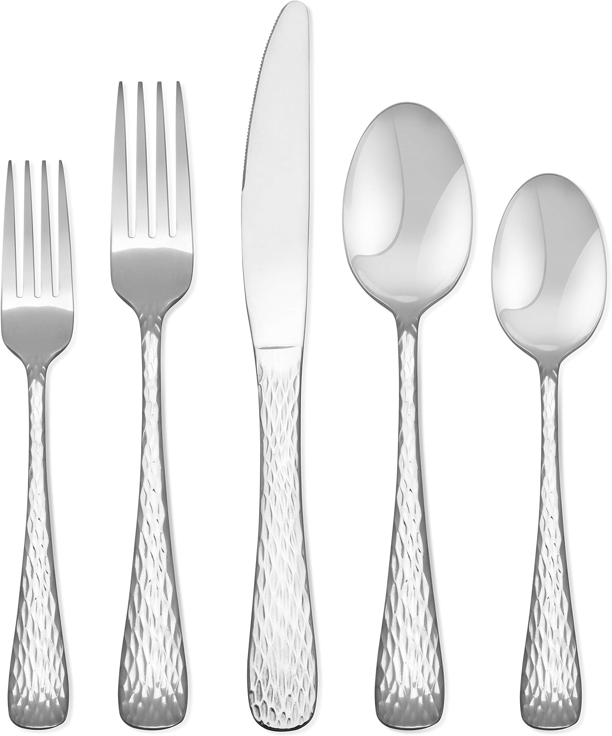 Amazon.com | Hampton Forge Signature Brocade Hammered 45-Piece Flatware ...