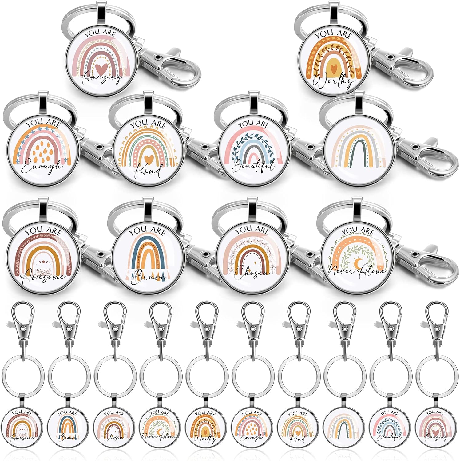 20 Pcs Inspirational Rainbow Keychain Gifts in Bulk Appreciation Gifts ...