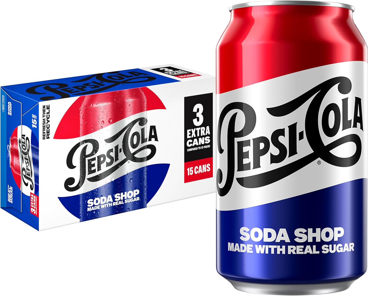 Amazon.com : Pepsi Made With Real Sugar, 12 Fl Oz (pack of 15 ...