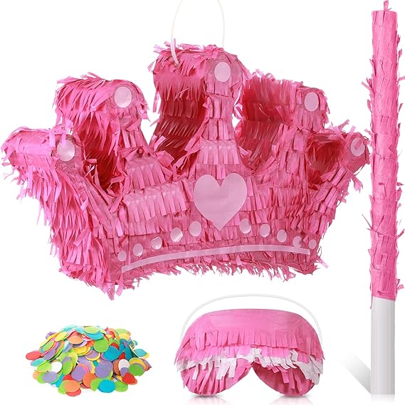 Amazon.com: Sratte Princess Crown Piñata with Blindfold, Bat and ...