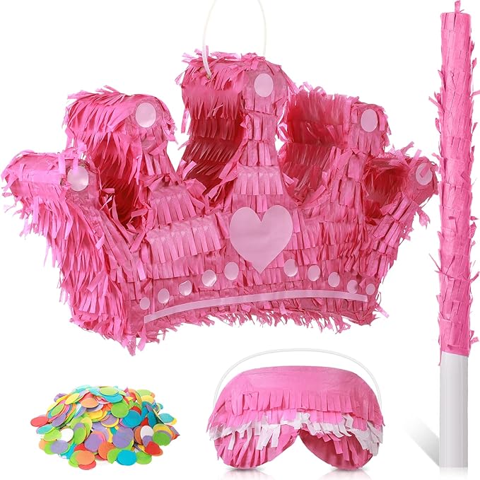 Amazon.com: Sratte Princess Crown Piñata with Blindfold, Bat and ...