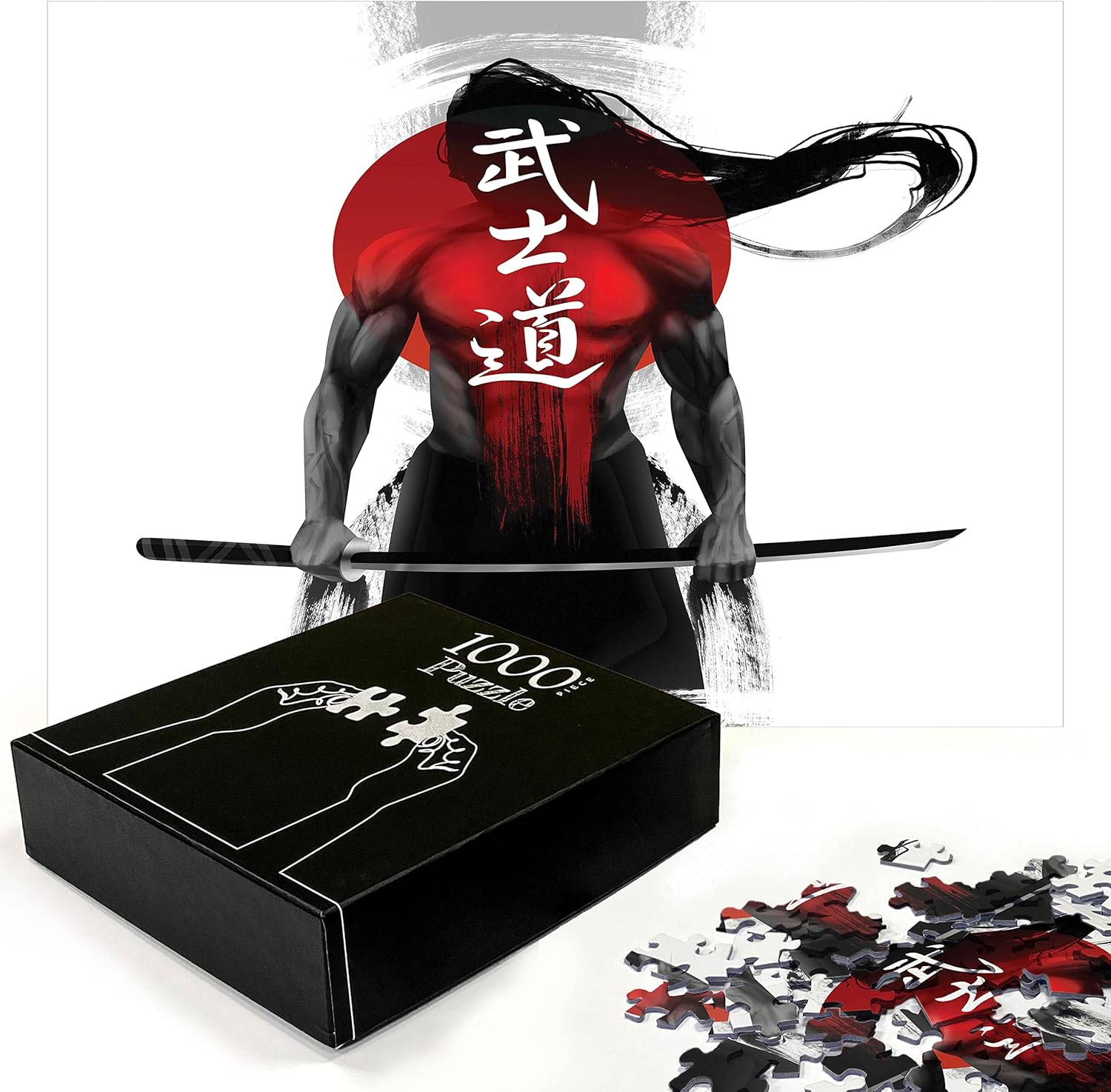 Amazon.com: Lunarable Japanese Jigsaw Puzzle, Samurai Sunburst ...