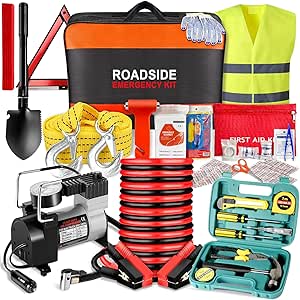 Amazon.com: Car Emergency Kit with Air Compressor,Roadside Emergency ...