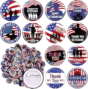Amazon.com: Jutom 96 Pcs 4th of July Buttons Pins American Flag Thank ...