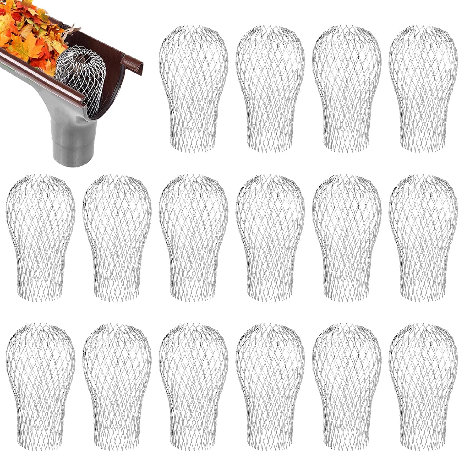 GBACHOOSE 16PCS Gutter Downspout Guards 3 in Downspout Filter ...