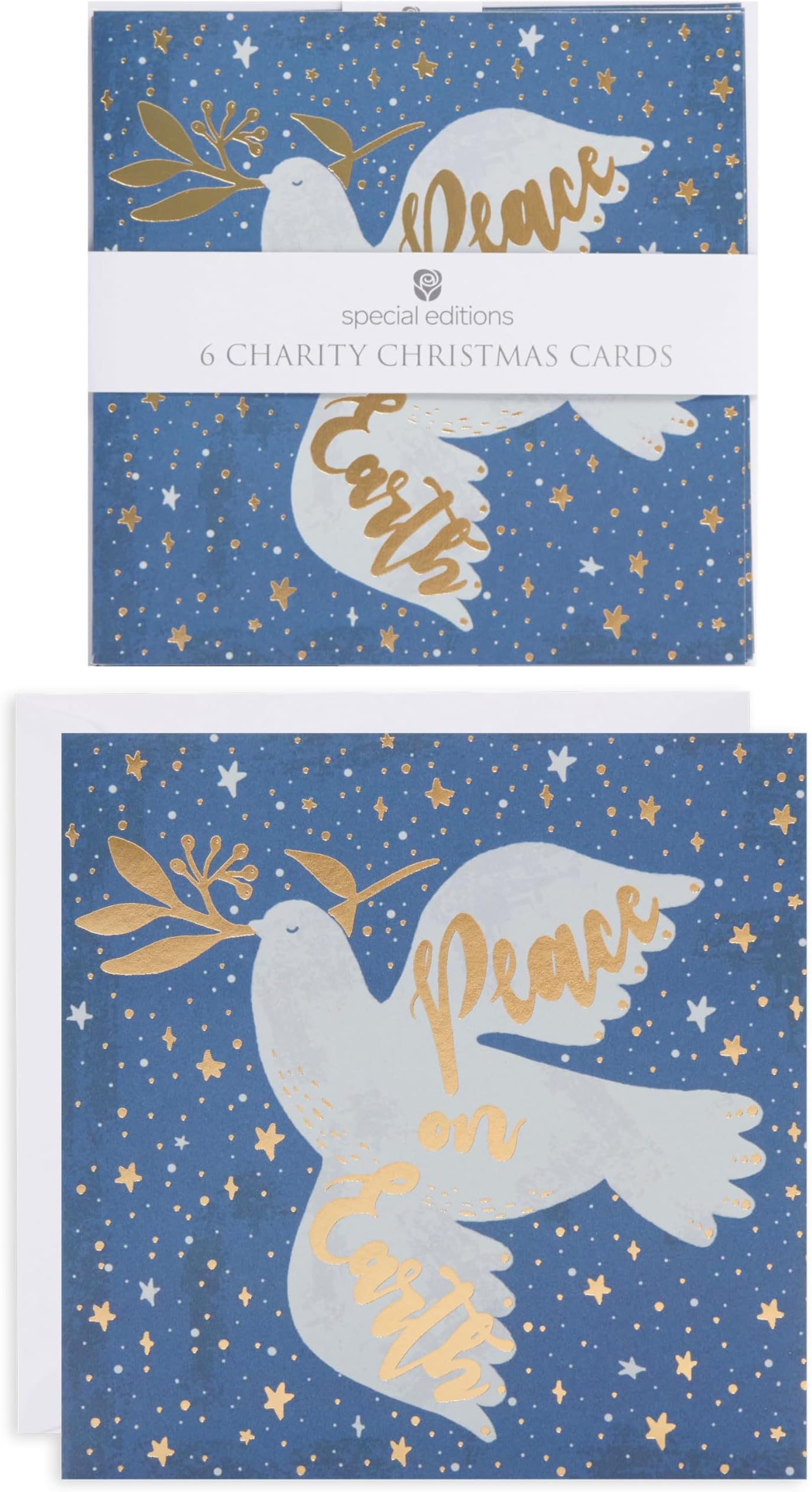 Pack Of 6 Peace On Earth Dove Charity Christmas Cards Multiple Charities : Amazon.co.uk: Fashion