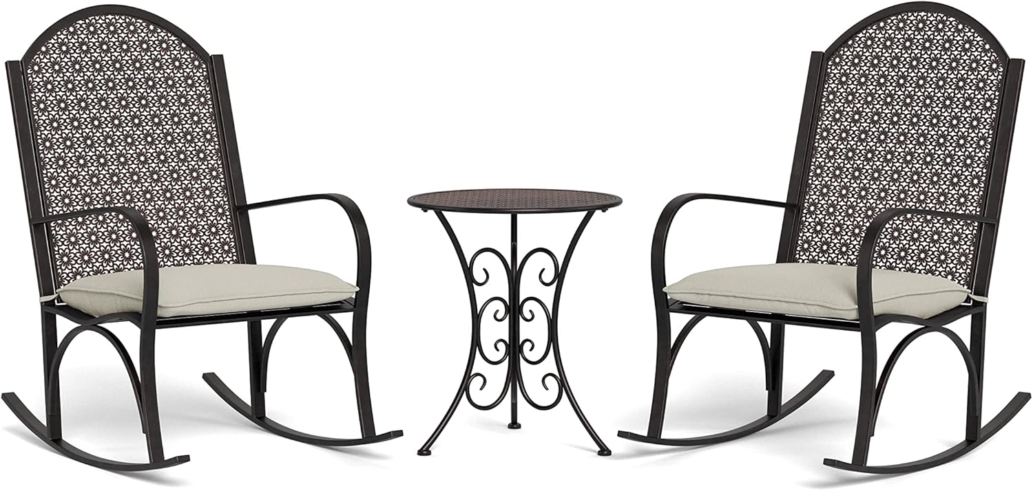 Amazon.com : Tortuga Outdoor Garden Rocker 3 Piece Rocking Chair Set ...