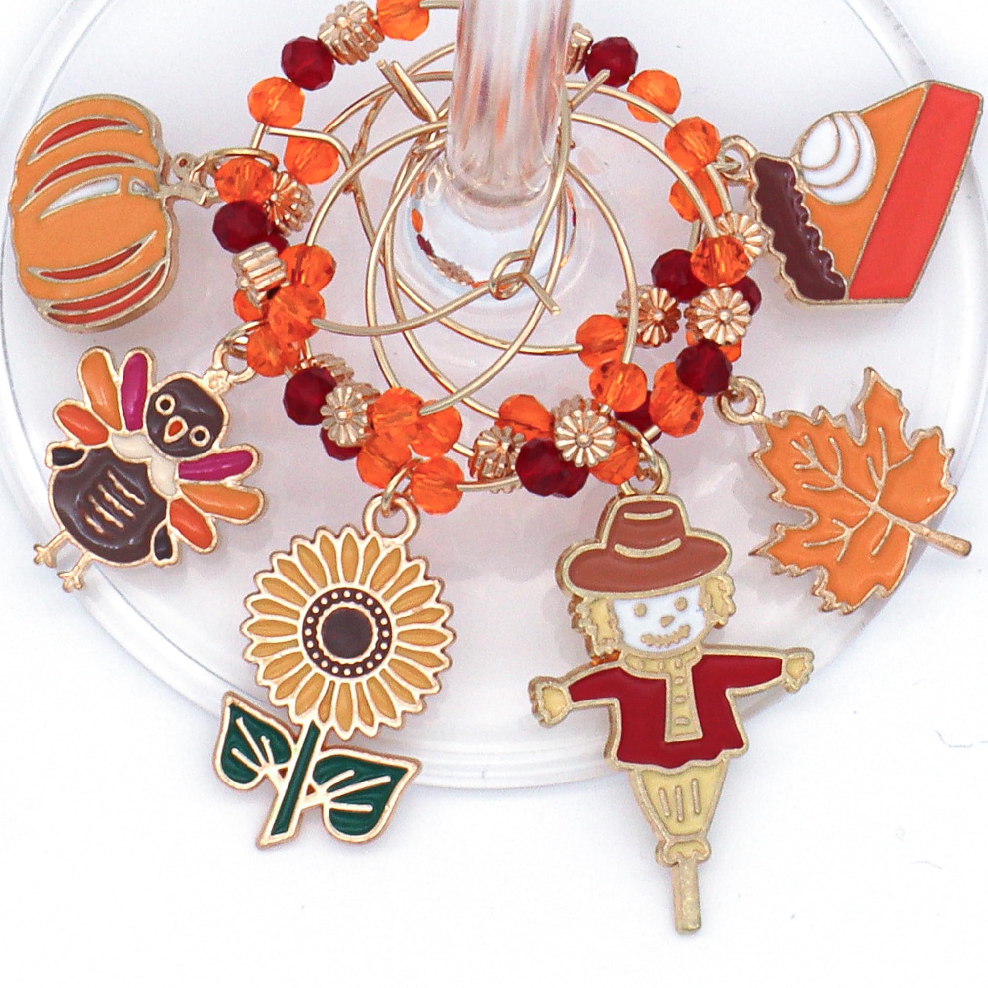 Snapklik.com : Thanksgiving Wine Glass Charms, Thanksgiving Hostess ...