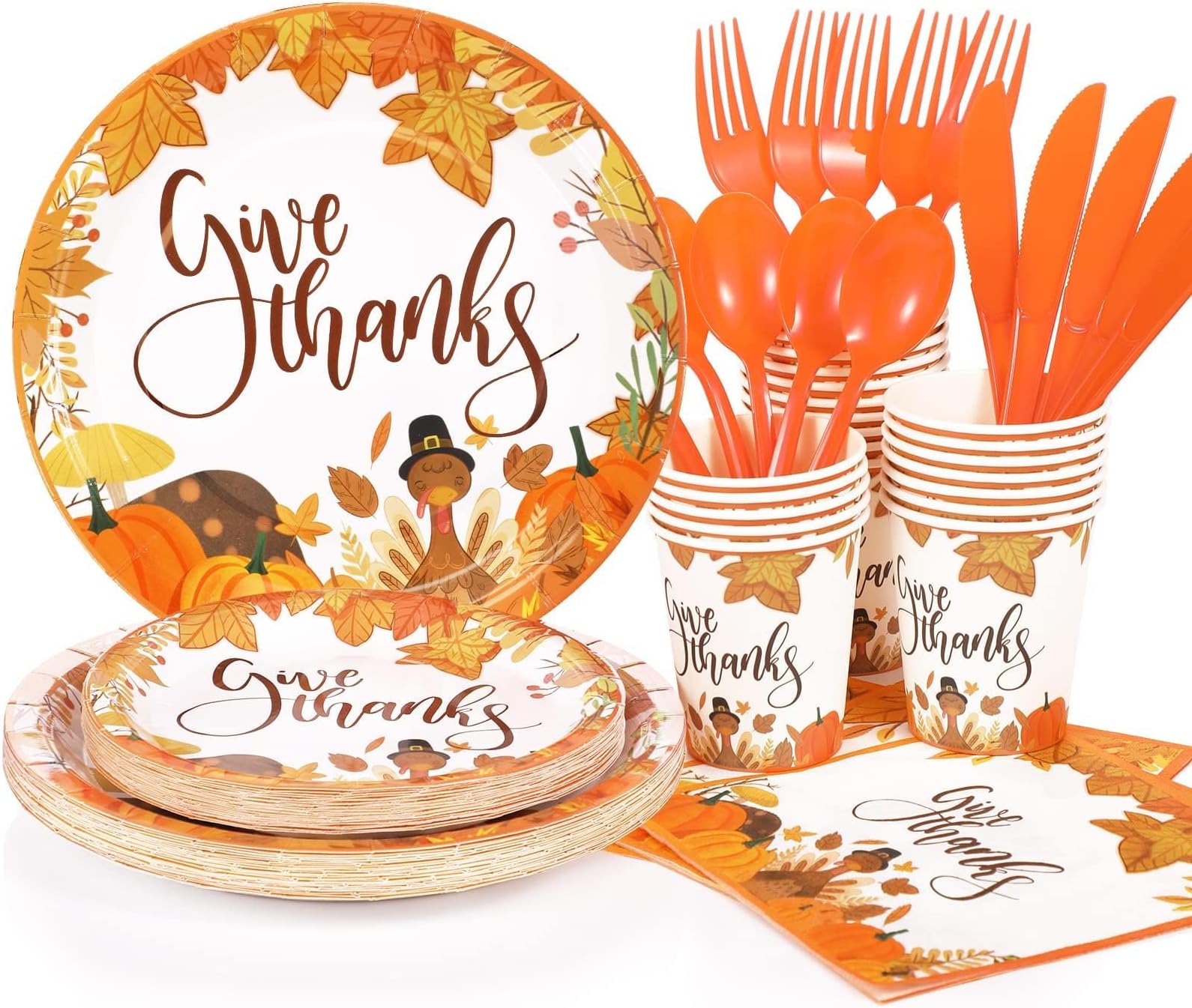 Amazon.com: HOWAF Thanksgiving Tableware Set,Give Thanks Party Supplies ...