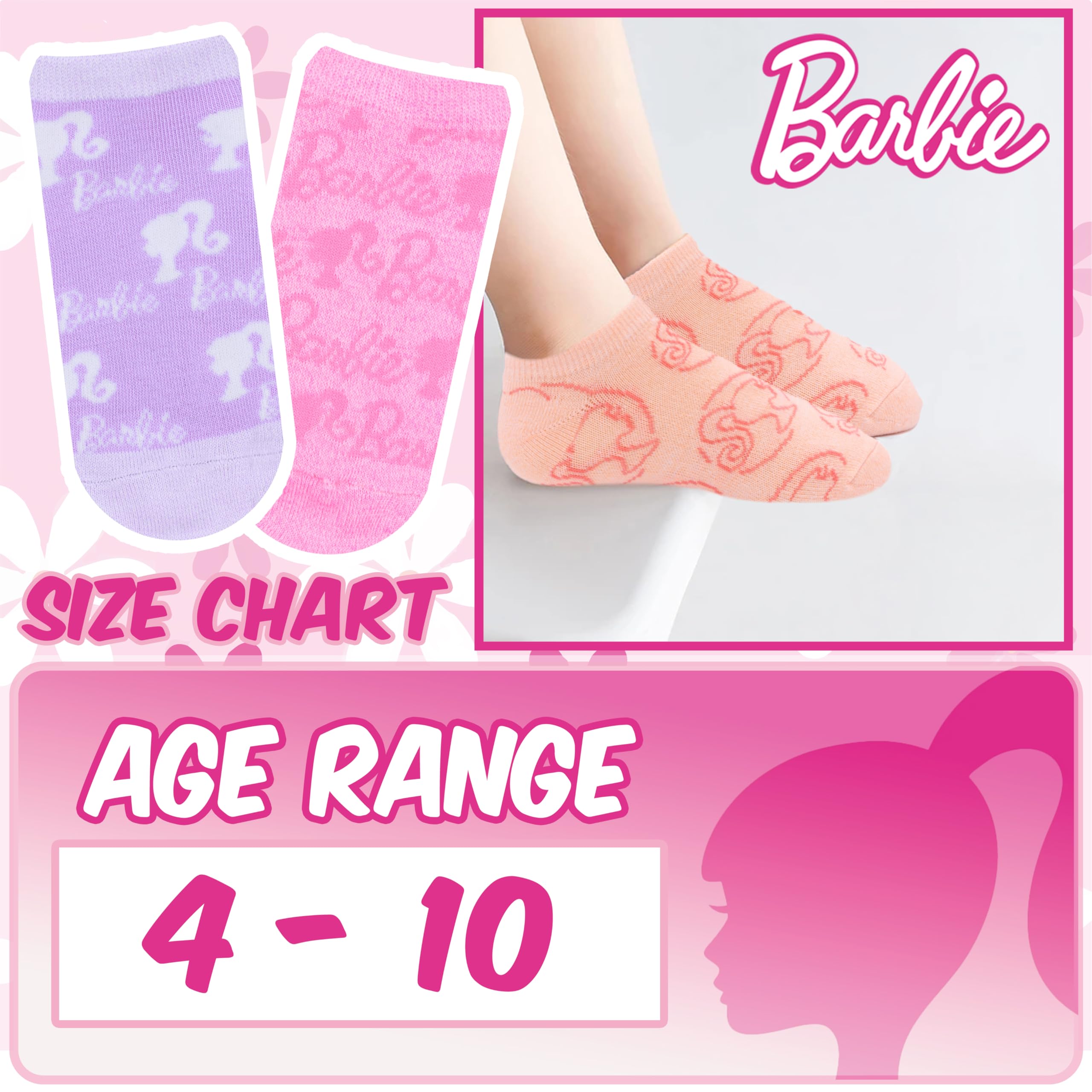 Snapklik.com : Barbie Girls Socks - 10 Pack Of Stylish Crew Socks
