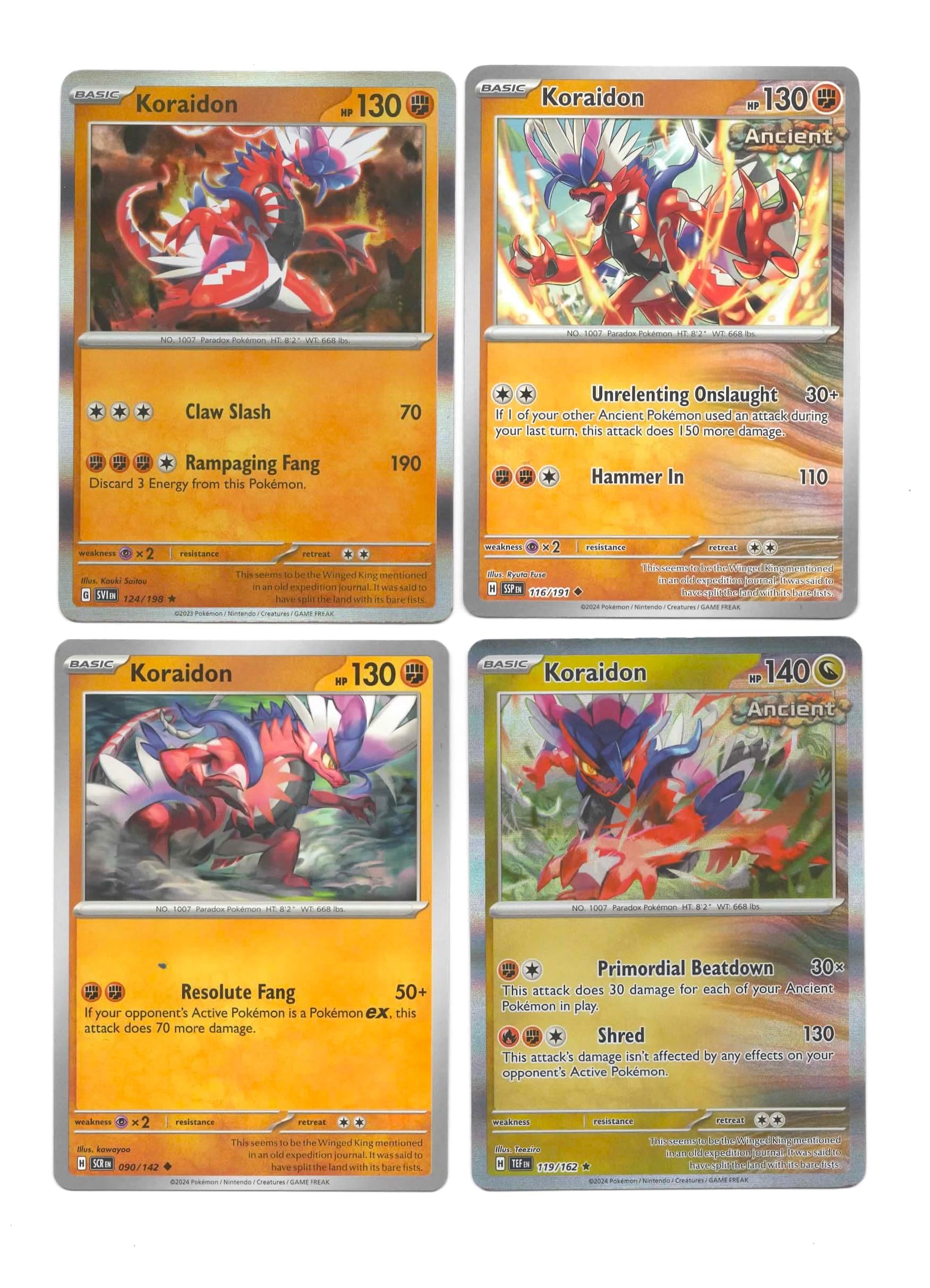 Amazon.com: Koraidon – Pokemon 4 Card Lot – Surging Spark Temporal ...